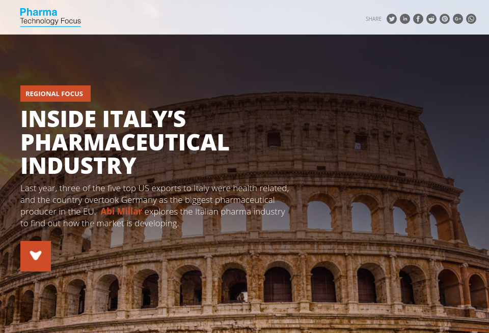 Inside Italy’s pharmaceutical industry - Pharma Technology Focus ...