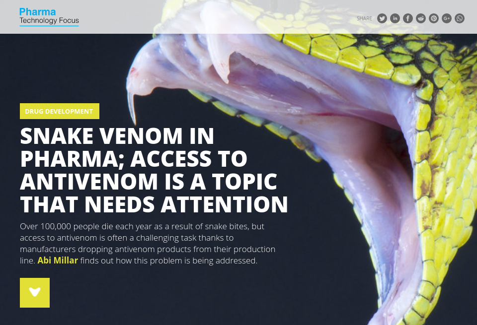 Snake venom in pharma; access to antivenom is a topic that needs ...