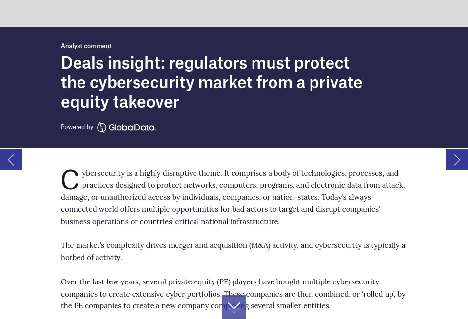 Regulators must protect the cybersecurity market from a private equity ...