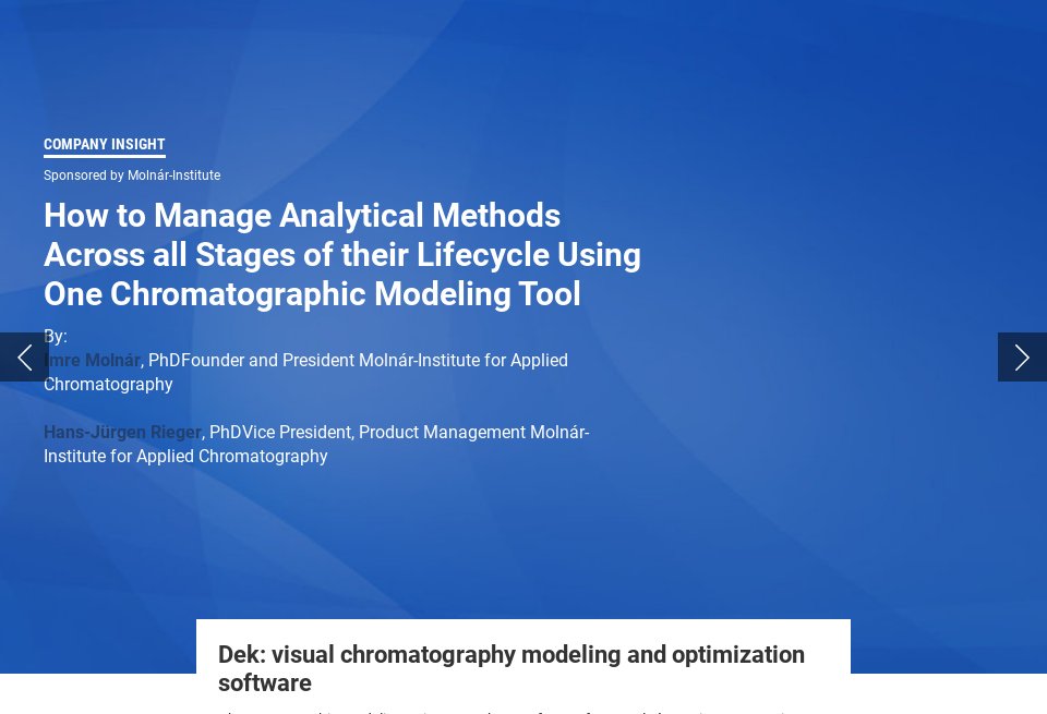 Molnár-Institute Company Insight - Pharma Technology Focus | Issue 103 ...