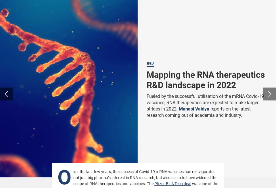 Mapping the RNA therapeutics R&D landscape in 2022 - Pharma Technology ...