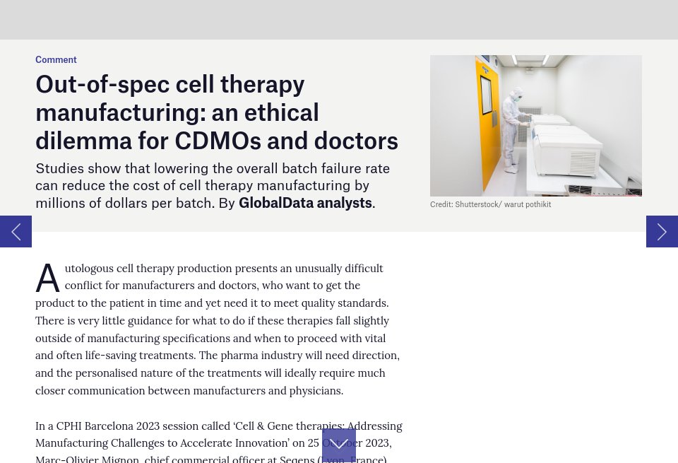 Out-of-spec cell therapy manufacturing: an ethical dilemma for CDMOs ...