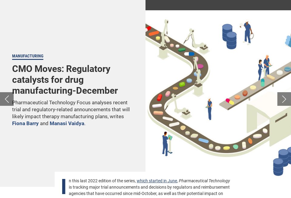 CMO Moves: Regulatory catalysts for drug manufacturing-December ...