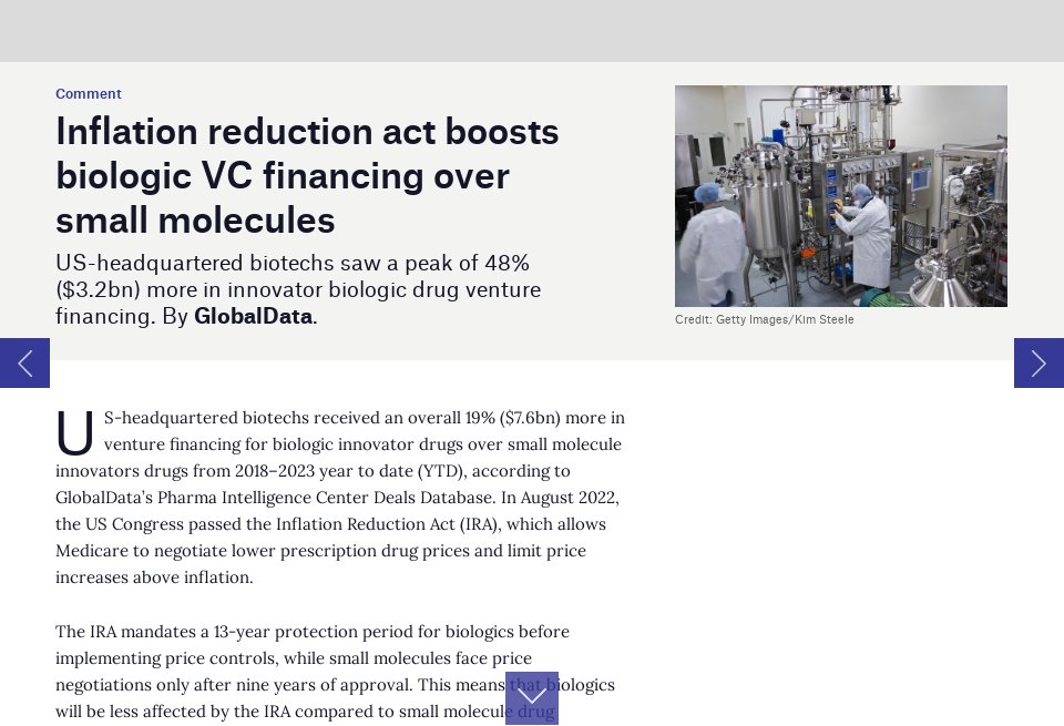 Inflation reduction act boosts biologic VC financing over small ... Inflation reduction act boosts biologic VC financing over small ...