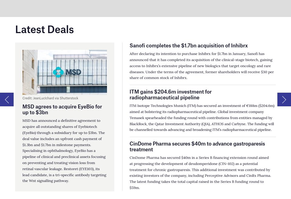 Latest Deals - Pharma Technology Focus | Issue 144 | July 2024