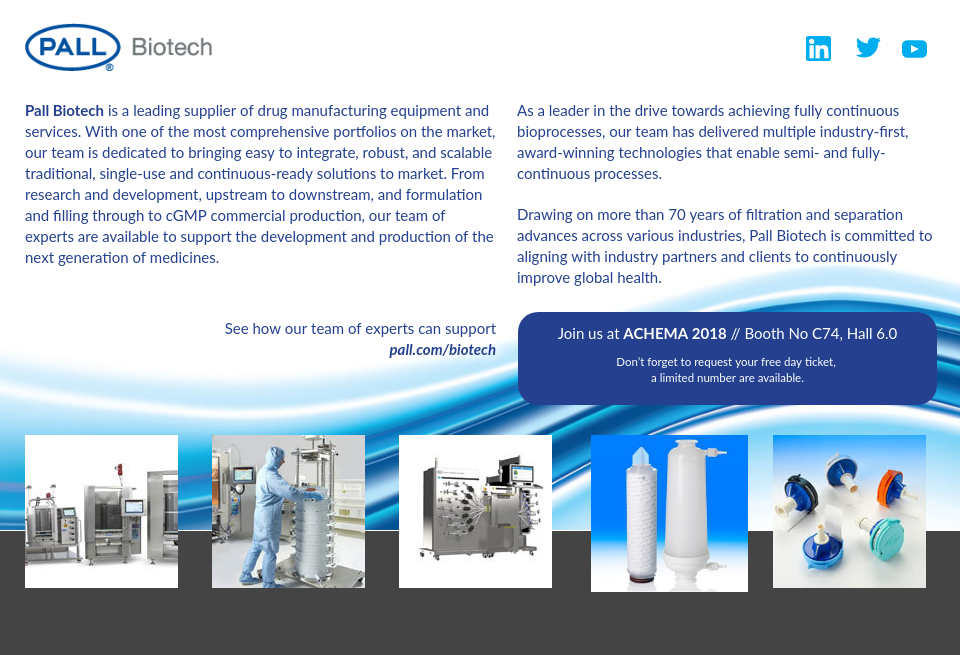 Pall Biotech - Pharma Technology Focus | Issue 71 | June 2018