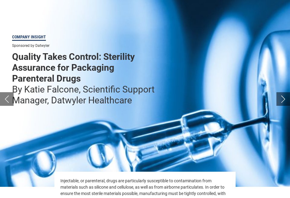 Datwyler Company Insight - Pharma Technology Focus | Issue 119 | June 2022
