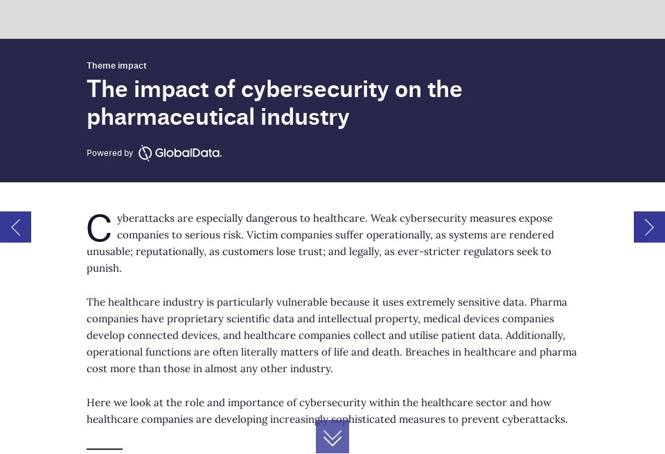 The impact of cybersecurity on the pharmaceutical industry - Pharma Technology Focus | Issue 131 ...