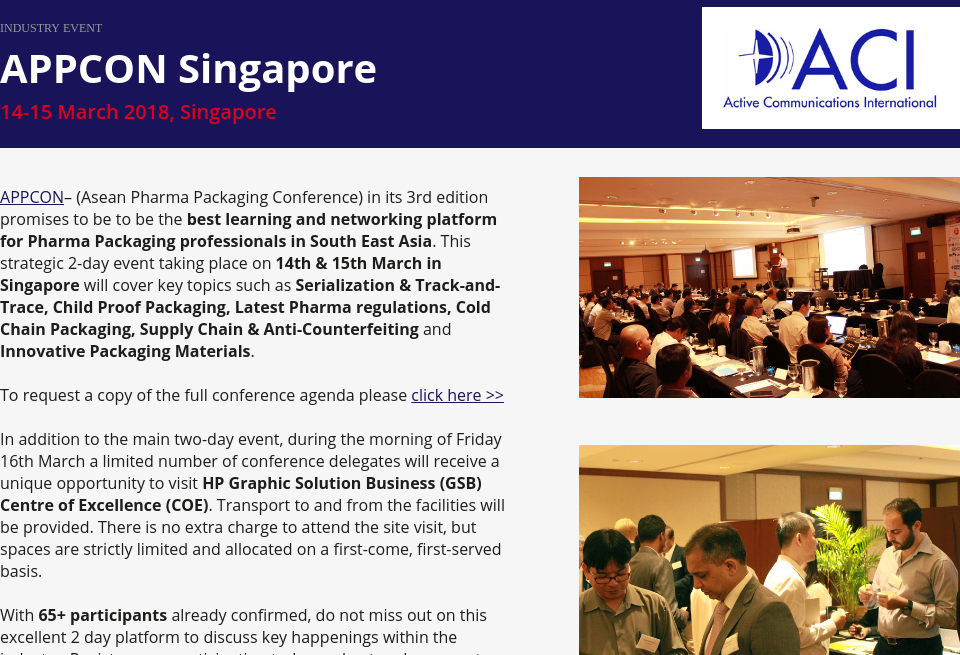 Event: APPCON Singapore - Pharma Technology focus | Issue 68 | March 2018