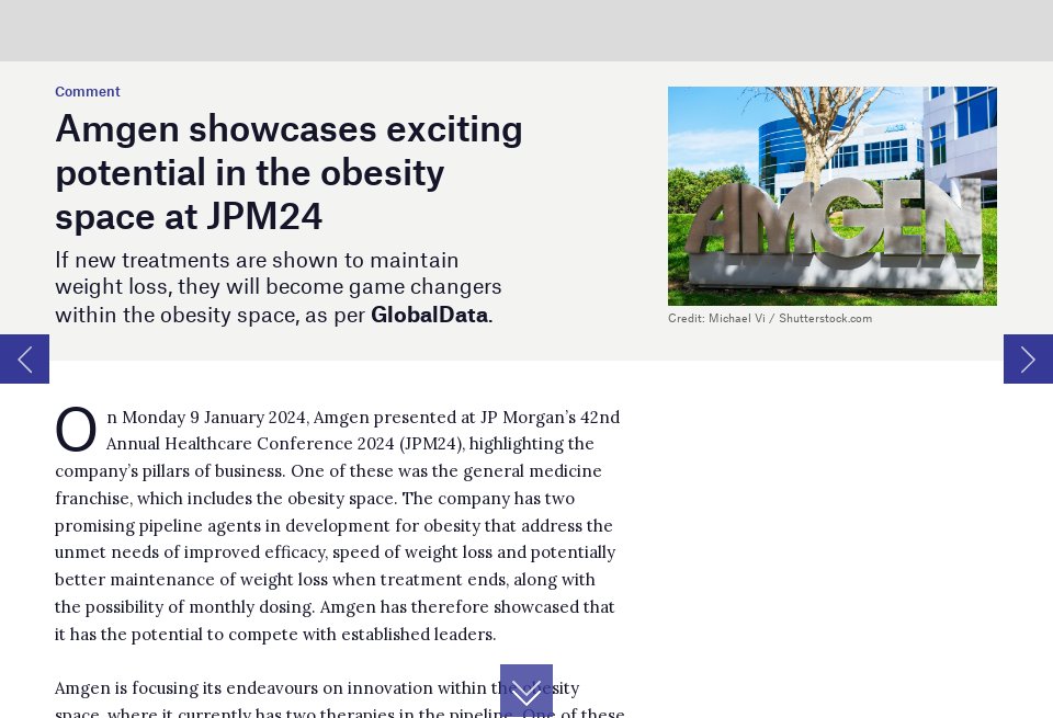 Amgen showcases exciting potential in the obesity space at JPM24 ...