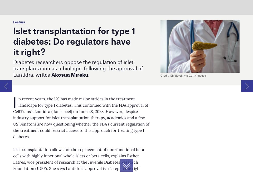 Islet transplantation for type 1 diabetes: Do regulators have it right ...