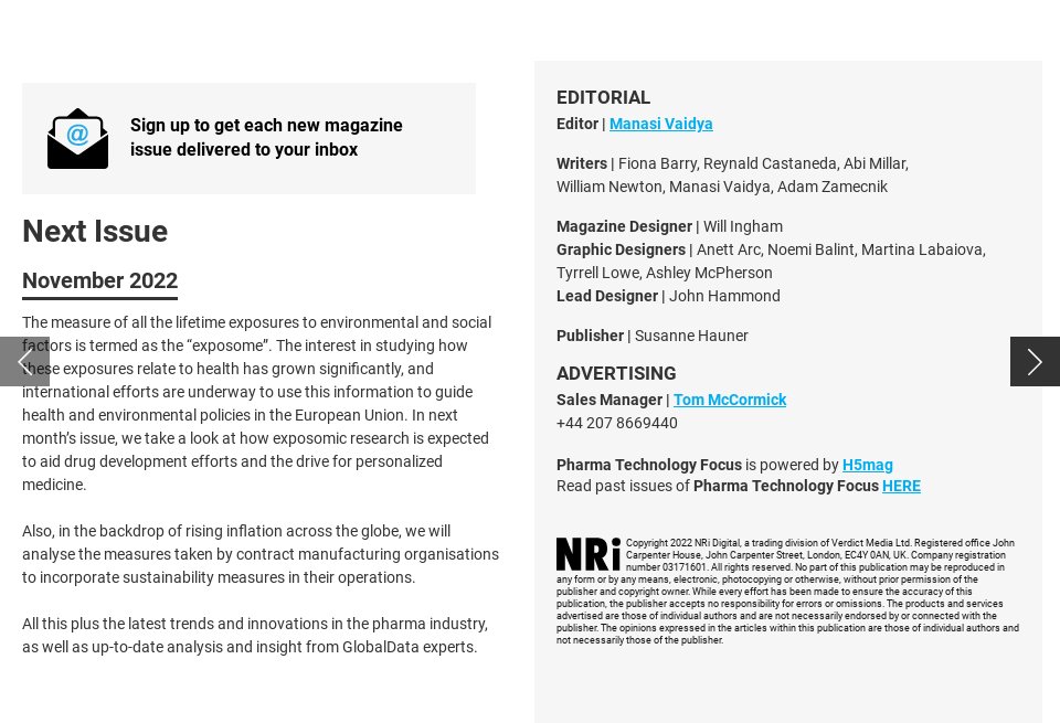Next issue - Pharma Technology Focus | Issue 123 | October 2022