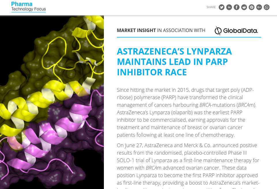 AstraZeneca’s Lynparza maintains lead in PARP inhibitor race - Pharma ...