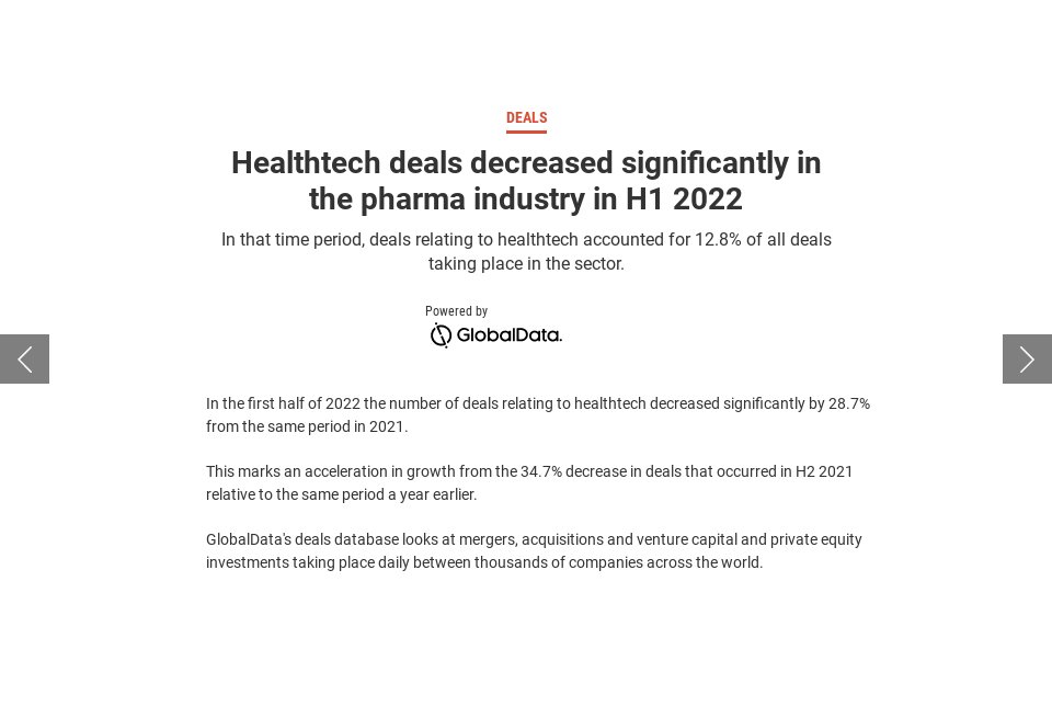 Healthtech deals decreased significantly in the pharma industry in H1 ...